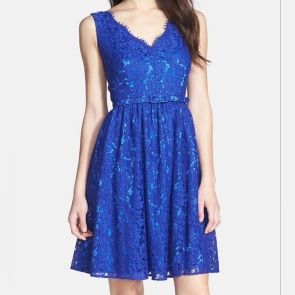 Eliza J | Dresses | Eliza J Fit And Flare Blue Lace Dress | Poshmark